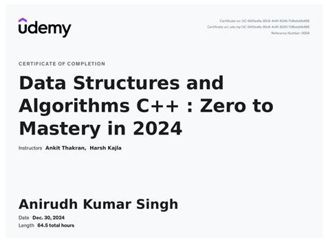 Anirudh Kumar Singh On Linkedin Udemy Dsa C Codingjourney
