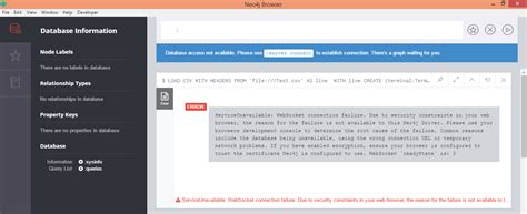 Neo4j Database Serviceunavailable Websocket Connection Failure