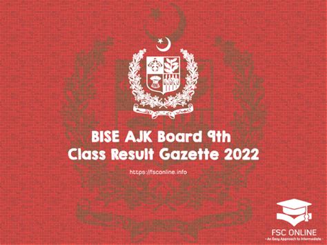 BISE AJK Board SSC I 9th Class Result Gazette 2022