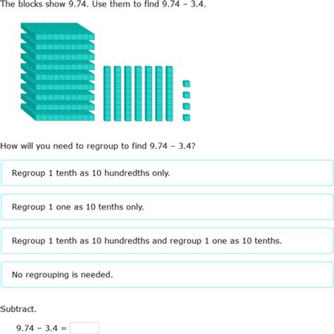 IXL Use Models To Subtract Decimal Numbers Rd Grade Math