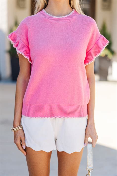 Its All For You Pink Ruffled Knit Top Shop The Mint