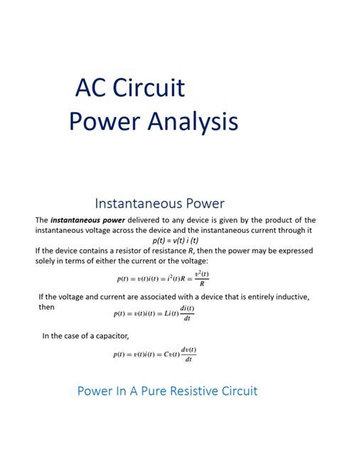 Ac Circuit Power Analysis Explained Pdf Ac Power Series And