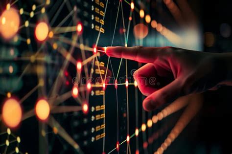 Hand Interacting With Graphs And Data Stock Image Image Of Prediction Electronic 314133027