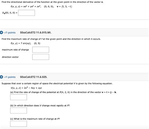 Solved Find The Directional Derivative Of The Function At