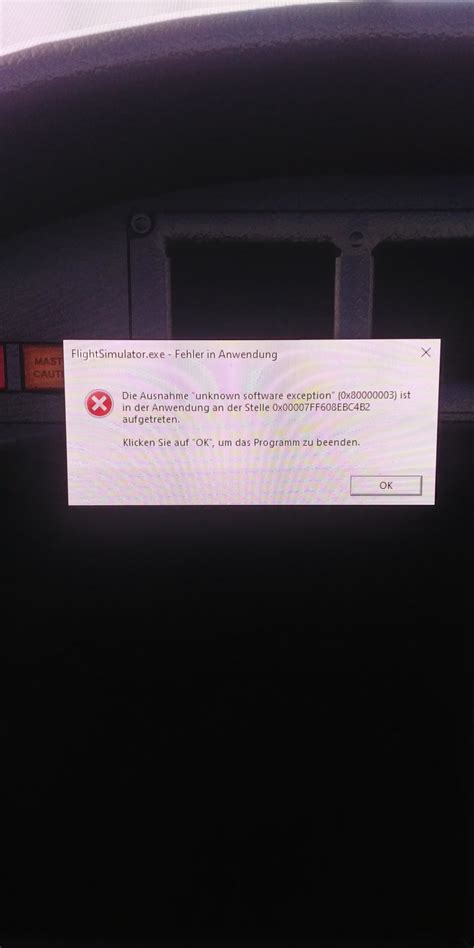 Unkown Software Exception Hardware And Peripherals Microsoft Flight Simulator Forums