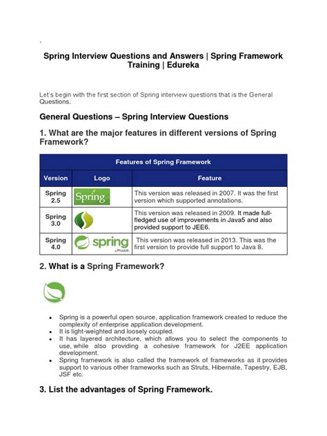 Spring Interview Questions And Answers Spring Framework Training
