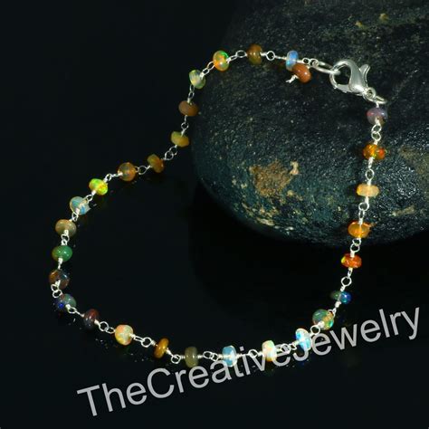 Buy Genuine Opal Bracelet 925 Sterling Silver Opal Bracelet October