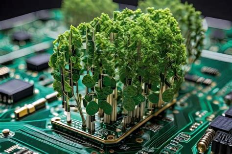 Premium AI Image Nature And AI Driven Technology Trees Emerging From