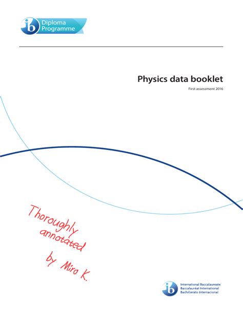 IB Physics Data Booklet Equations Constants