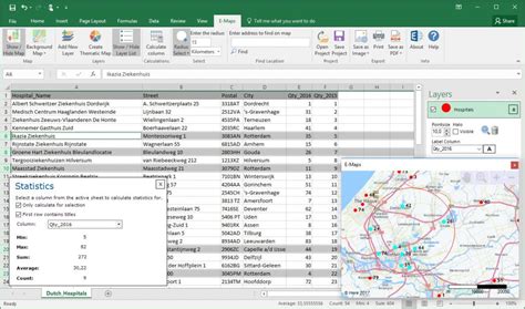 Statistics Of The Selection Excel E Maps