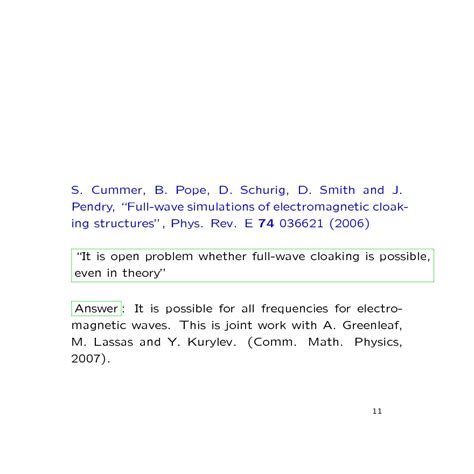 Cloaking And Transformation Optics