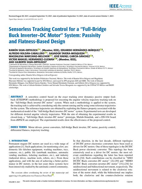 Sensorless Tracking Control For A Full Bridge Buck Inverterdc Motor System Passivity And