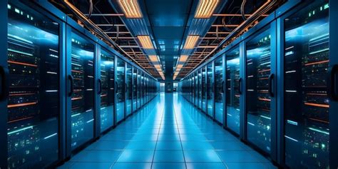 Premium Photo Designing A Comprehensive Data Center Infrastructure With Server Racks