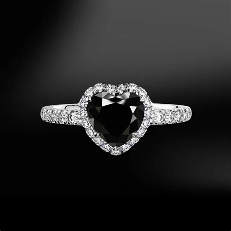 Black Diamond Heart Engagement Ring