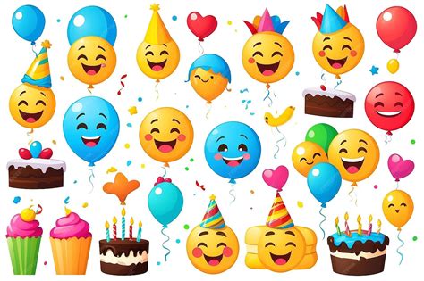 Premium Photo Emoji Birthday Vector Set Emojis Emoticon Birthday