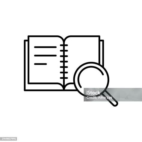 돋보기 아이콘 벡터 일러스트 레이 션과 함께 책 고립된 배경에 열린 책이 있는 루페 책 검색 기호 개념입니다 아이콘에 대한 스톡