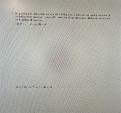 solved 5 12 points for each obtain an implicit solution