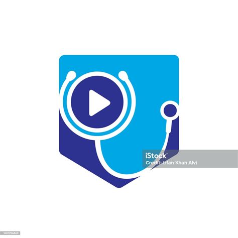 닥터 플레이 벡터 로고 디자인 템플릿 청진기 및 재생 버튼 아이콘 로고 디자인 개념에 대한 스톡 벡터 아트 및 기타 이미지 개념 개념과 주제 건강관리와 의술 Istock