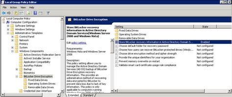 Windows Server 2008 When Storing A Clients Bitlocker Recovery Infromation In Active Directory