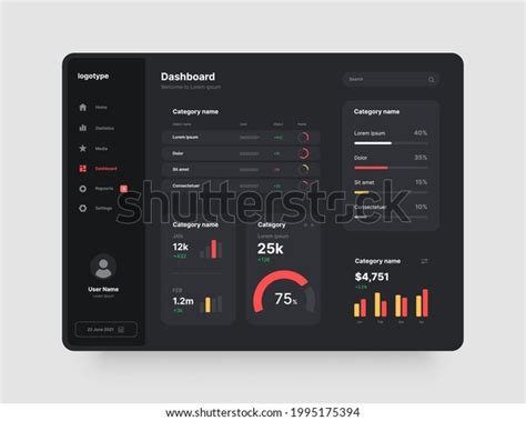 Dashboard Design In Dark Colors App Interface With Ui And Ux Elements