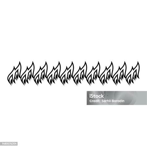 불타는 불꽃 행 윤곽선 선 아이콘 블랙 컬러 벡터 일러스트 레이 션 이미지 얇은 평면 스타일 국경에 대한 스톡 벡터 아트 및 기타 이미지 Istock