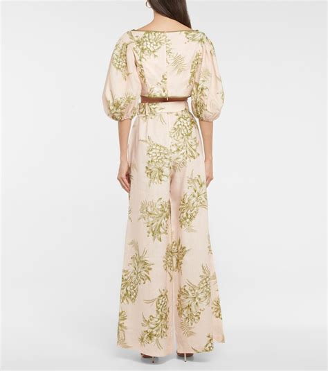 Zimmermann Floral Linen High Rise Wide Leg Pants Zimmermann