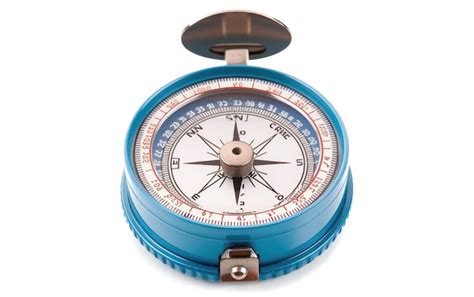 Handy Hiking Compass On White Background Premium Ai Generated Image