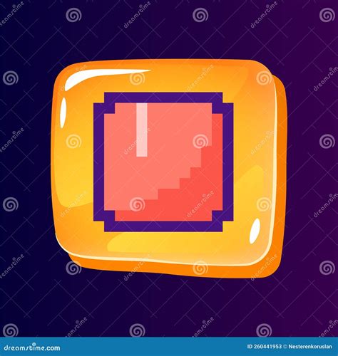 Full Stop Glossy Ui Button With Pixelated Color Icon Stock Vector