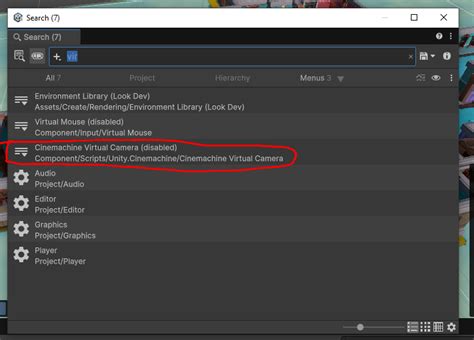 cannot find cinimachine virtual camera for project says its disabled
