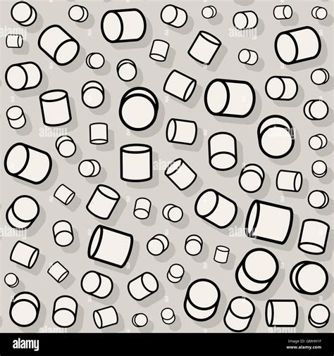 Vector Seamless Jumble Rotating Random Scale Cylinder Pattern Stock