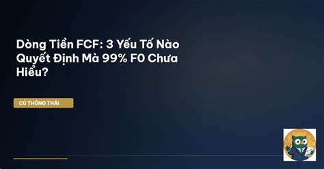 Dòng Tiền Fcf 3 Yếu Tố Nào Quyết Định Mà 99 F0 Chưa Hiểu