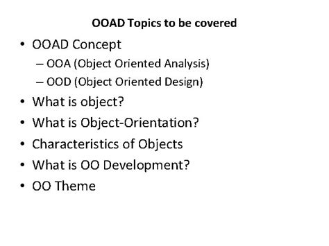 drcclass guidelines modelling introduction to ooad ooad topics