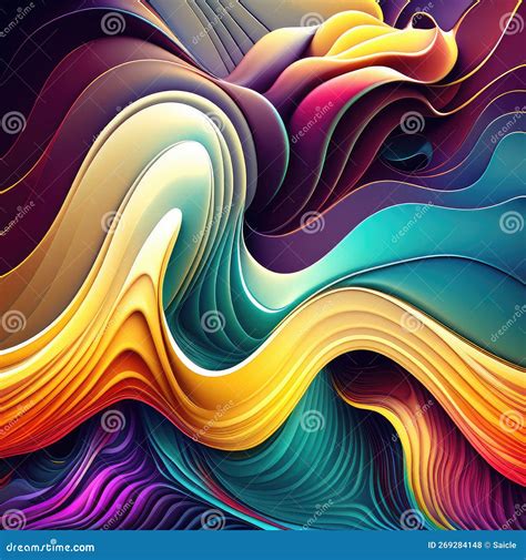 Colorful Abstract Waves Generative AI Stock Illustration Illustration Of Backdrop Wavy