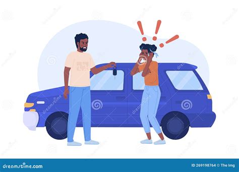 Panicked Teenager Refusing To Drive 2d Vector Isolated Illustration