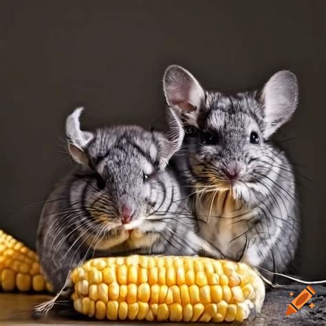 Chinchillas Eating Corn On The Cob At A Table On Craiyon