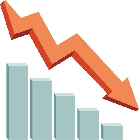 Premium Vector Down Downward Graph Reduce Fall Chart 3d