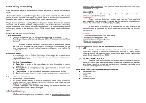 Factors Affecting Decision Making 2 Pdf Bias Decision Making