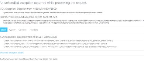 C FabricServiceNotFoundException Service Does Not Exist Stack Overflow