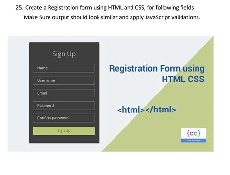 Solved Create A Registration Form Using HTML And CSS Chegg
