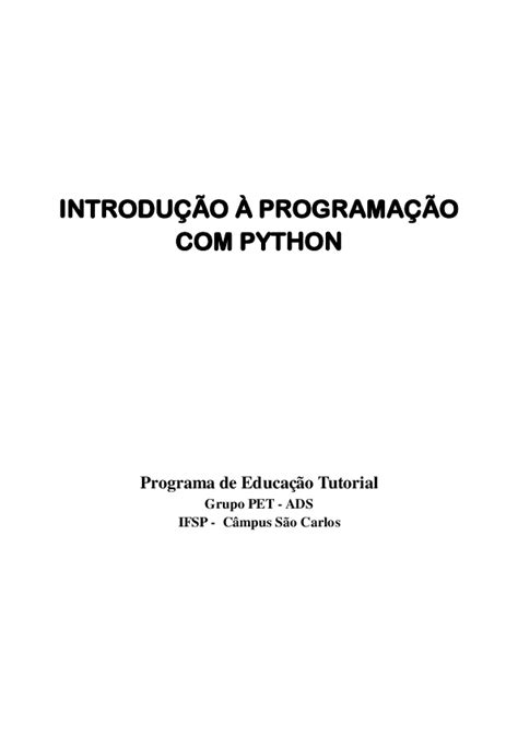 pdf introduÇÃo À programaÇÃo com python programa de educação tutorial