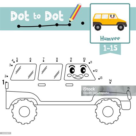 도트 교육 게임 및 색칠 공부 험비 만화 캐릭터 측면 보기 벡터 일러스트 차에 대한 스톡 벡터 아트 및 기타 이미지 차