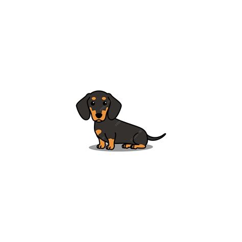 Chien Teckel Mignon Assis Illustration Vectorielle De Dessin Animé Vecteur Premium