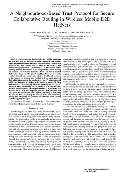 Pdf A Neighbourhood Based Trust Protocol For Secure Collaborative