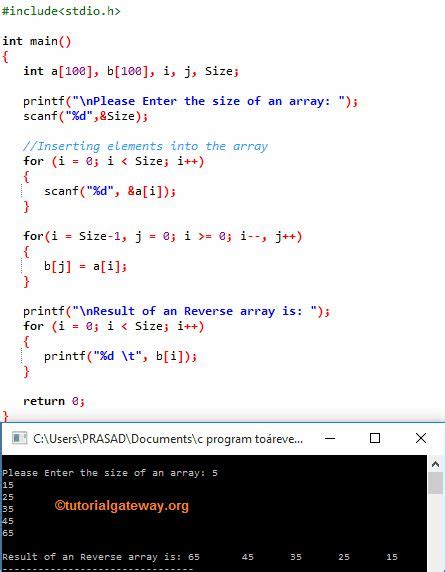 C Program To Reverse An Array C Programming Basic Computer