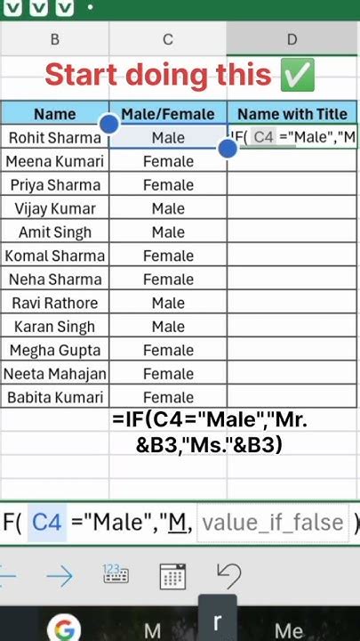 Add Title Before Name In Excel Excel Shorts Youtube