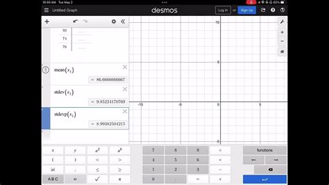 Finding Standard Deviation on Desmos - YouTube