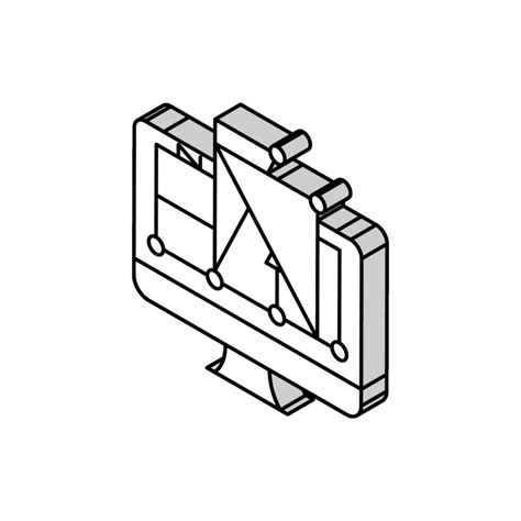 Scheme On Computer Screen For Semiconductor Manufacturing Isometric Icon Vector Illustration