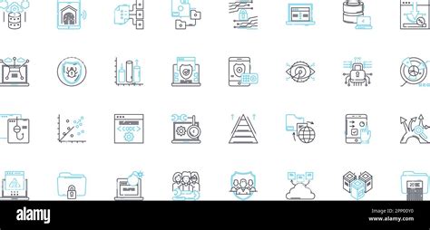 Data Protection Linear Icons Set Encryption Security Backup Privacy
