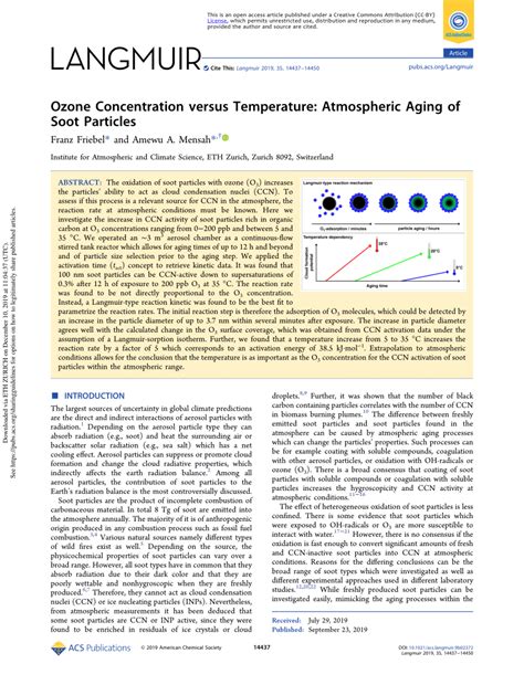 Pdf Ozone Concentration Versus Temperature Atmospheric Aging Of Soot
