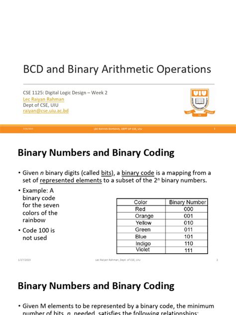 Dld Week 2 Class 1 Binary Ao Bcd Pdf Binary Coded Decimal Decimal
